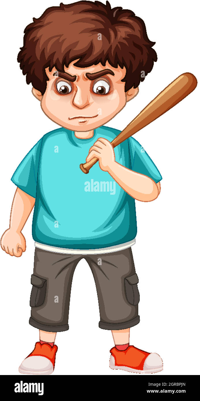 Angry man holidng baseball bat on white background Stock Vector Image ...