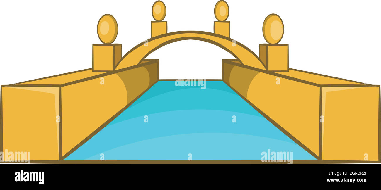 Rialto Bridge Canals of Venice icon, cartoon style Stock Vector Image ...