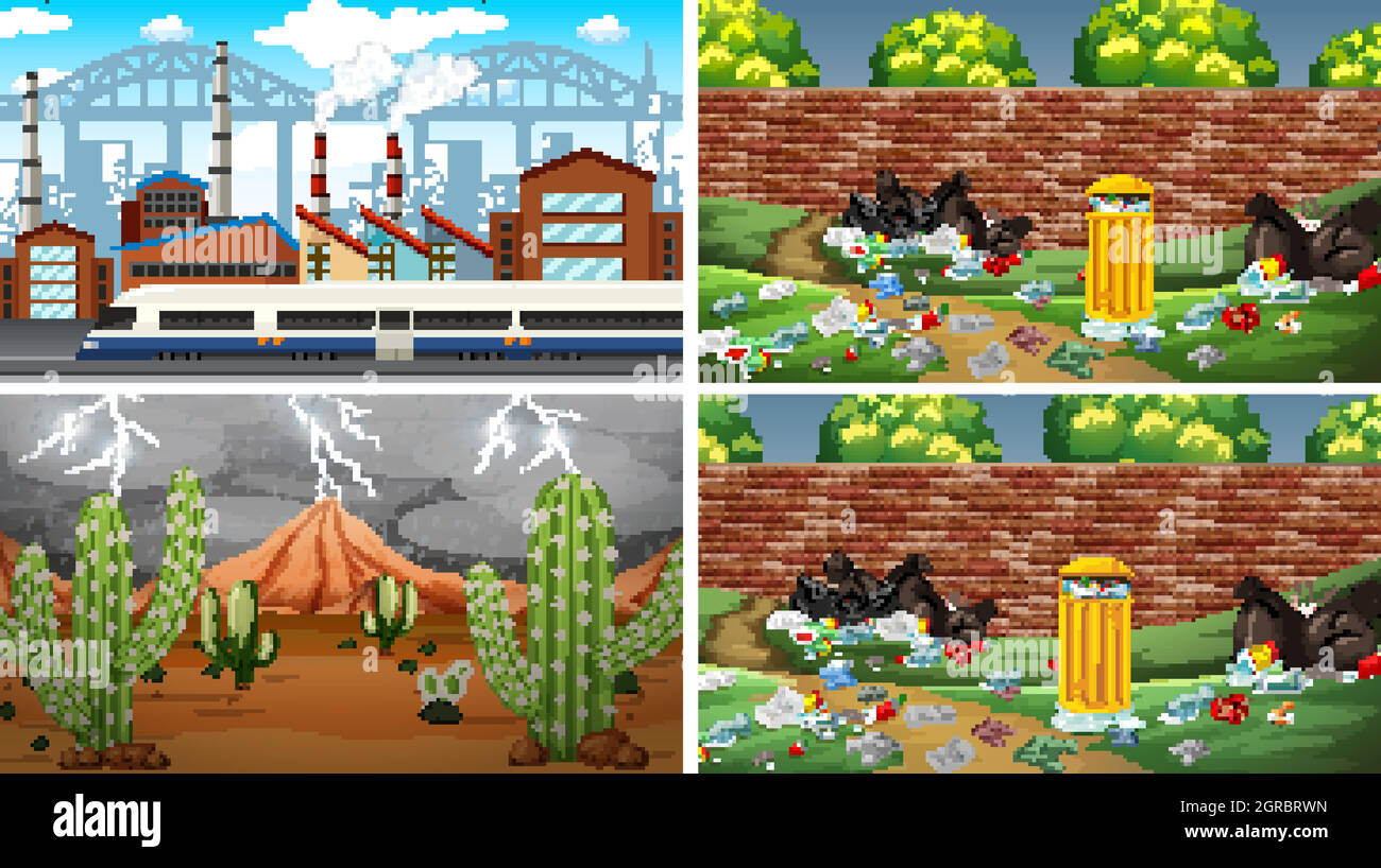 Set of polluted scenes Stock Vector Image & Art - Alamy