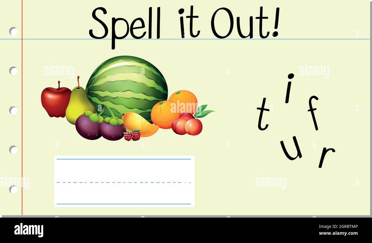 Spell English word fruit Stock Vector Image & Art - Alamy