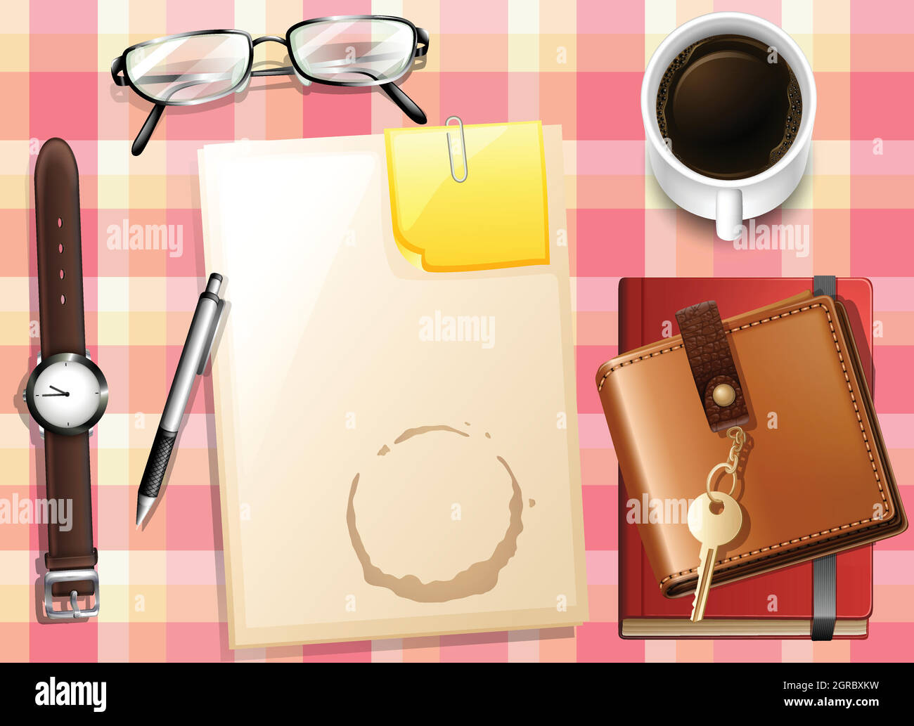 Cup book wood table Stock Vector Images - Alamy