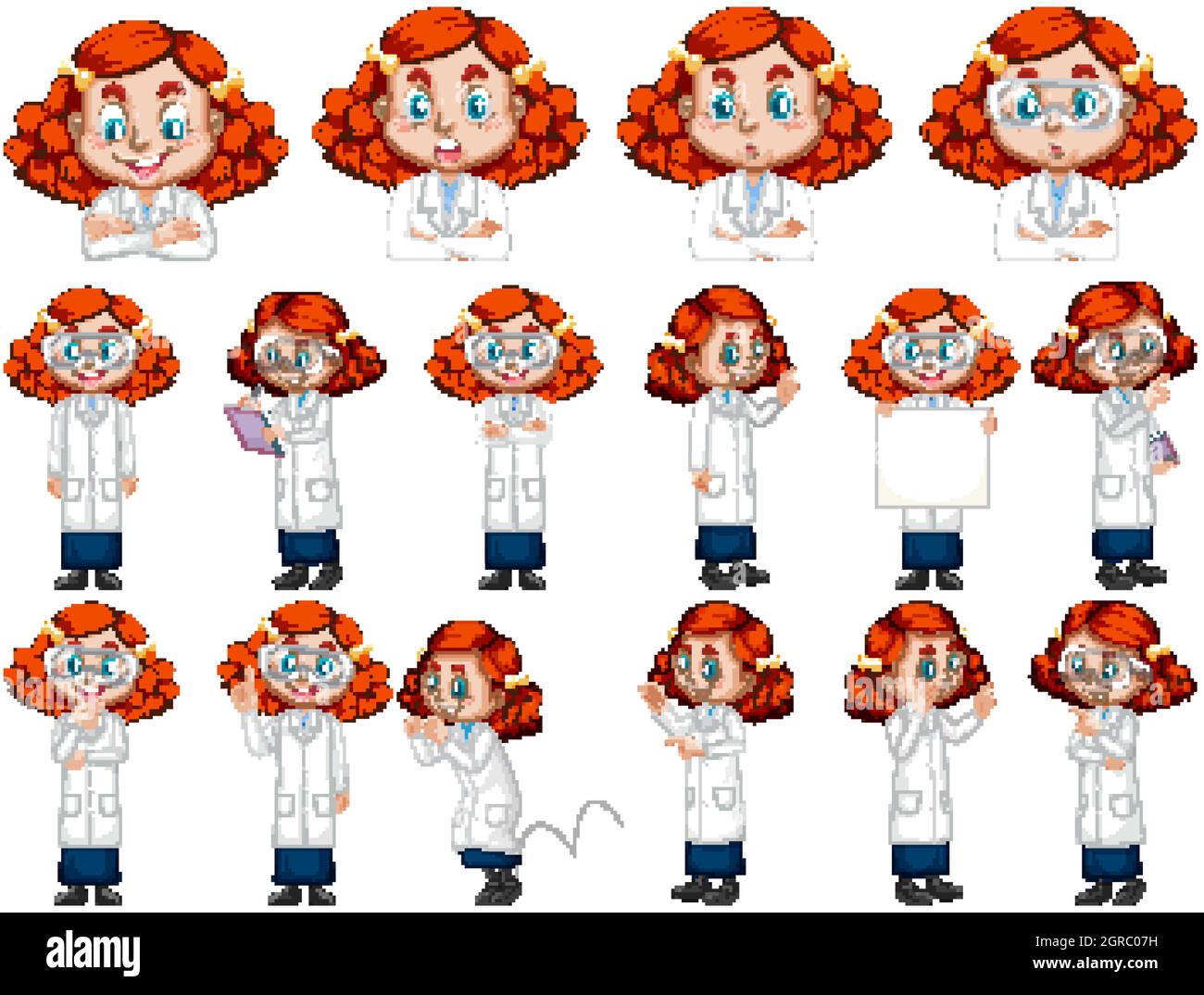 Set of red hair girl in science gown Stock Vector Image & Art - Alamy