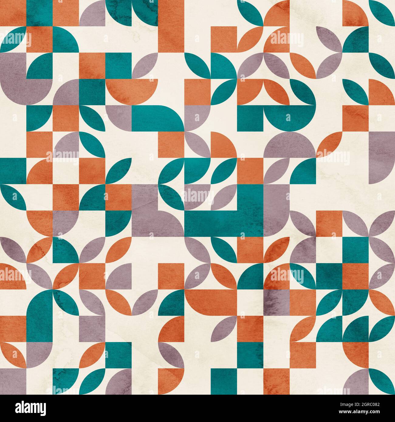 Seamless mid century retro watercolor geometric surface pattern design ...