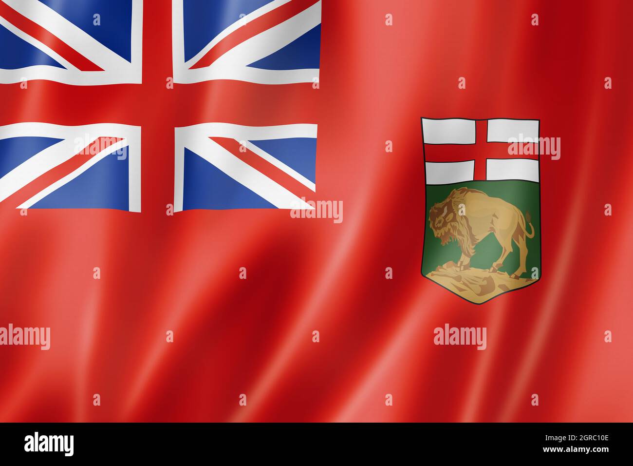 Manitoba province flag, Canada waving banner collection. 3D ...
