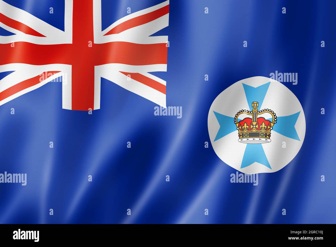 Queensland state flag, Australia waving banner collection. 3D ...