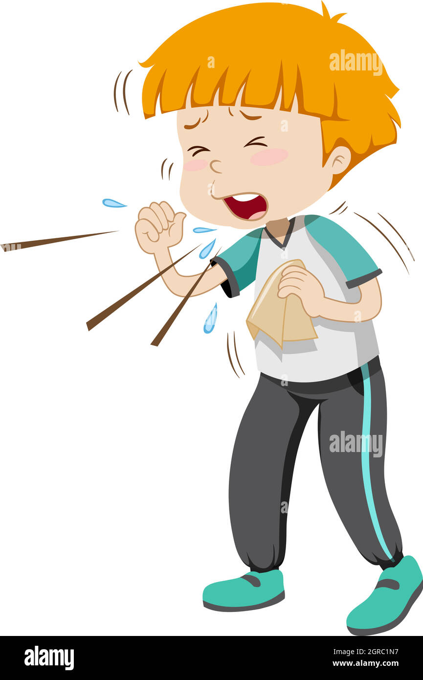 Coughing In Arm Cartoon