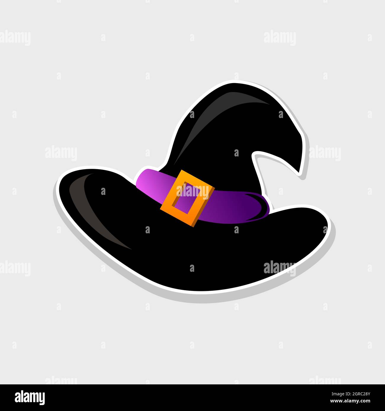 Vector black witch hat sticker icon for your Halloween decorations ...