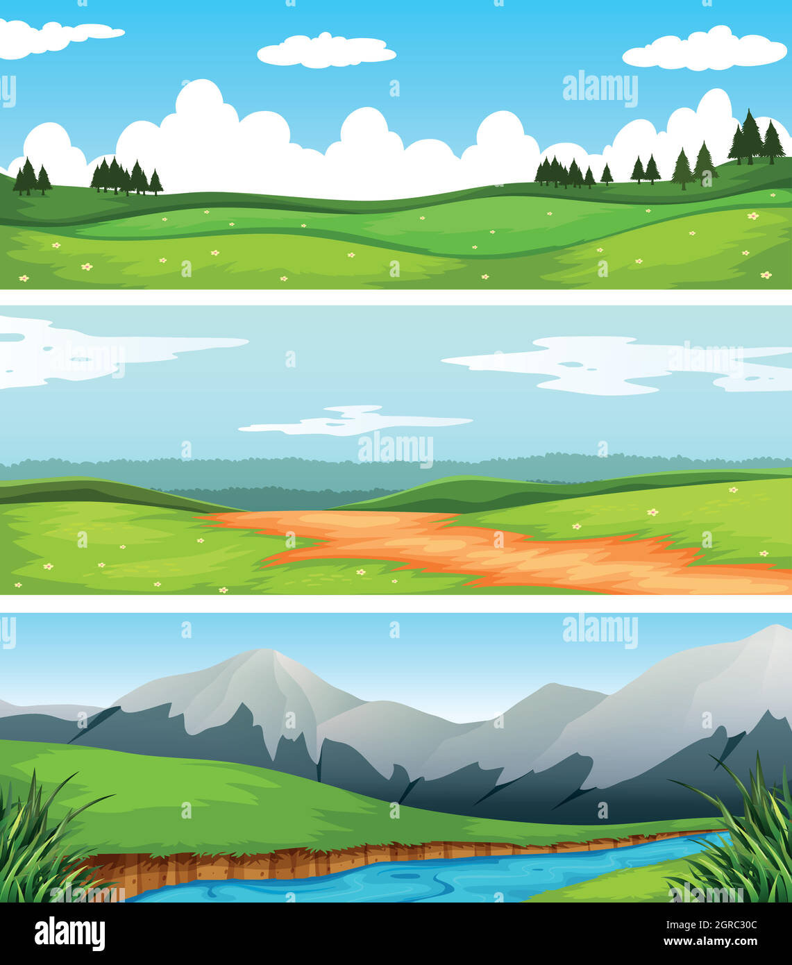 Countryside summer landscape in Stock Vector Images - Alamy