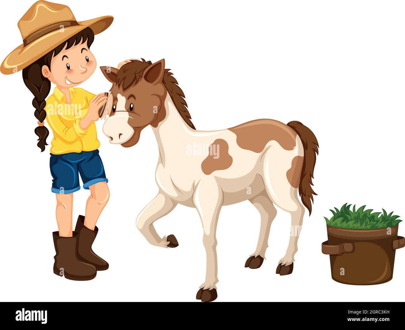 Farm girl with little pony Stock Vector Image & Art - Alamy