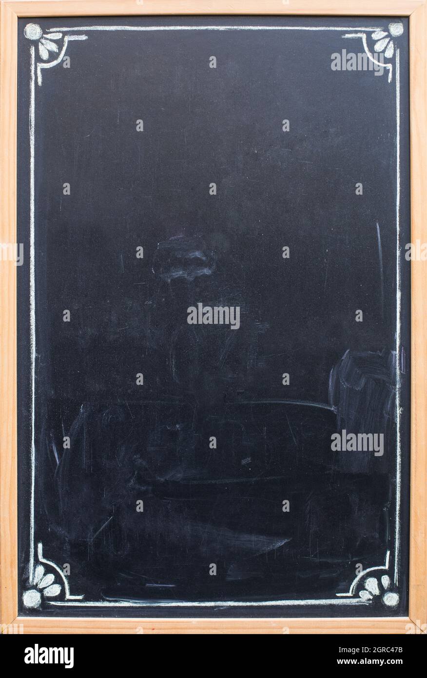 Image of a vertical empty blackboard with chalk drawn decorations Stock ...