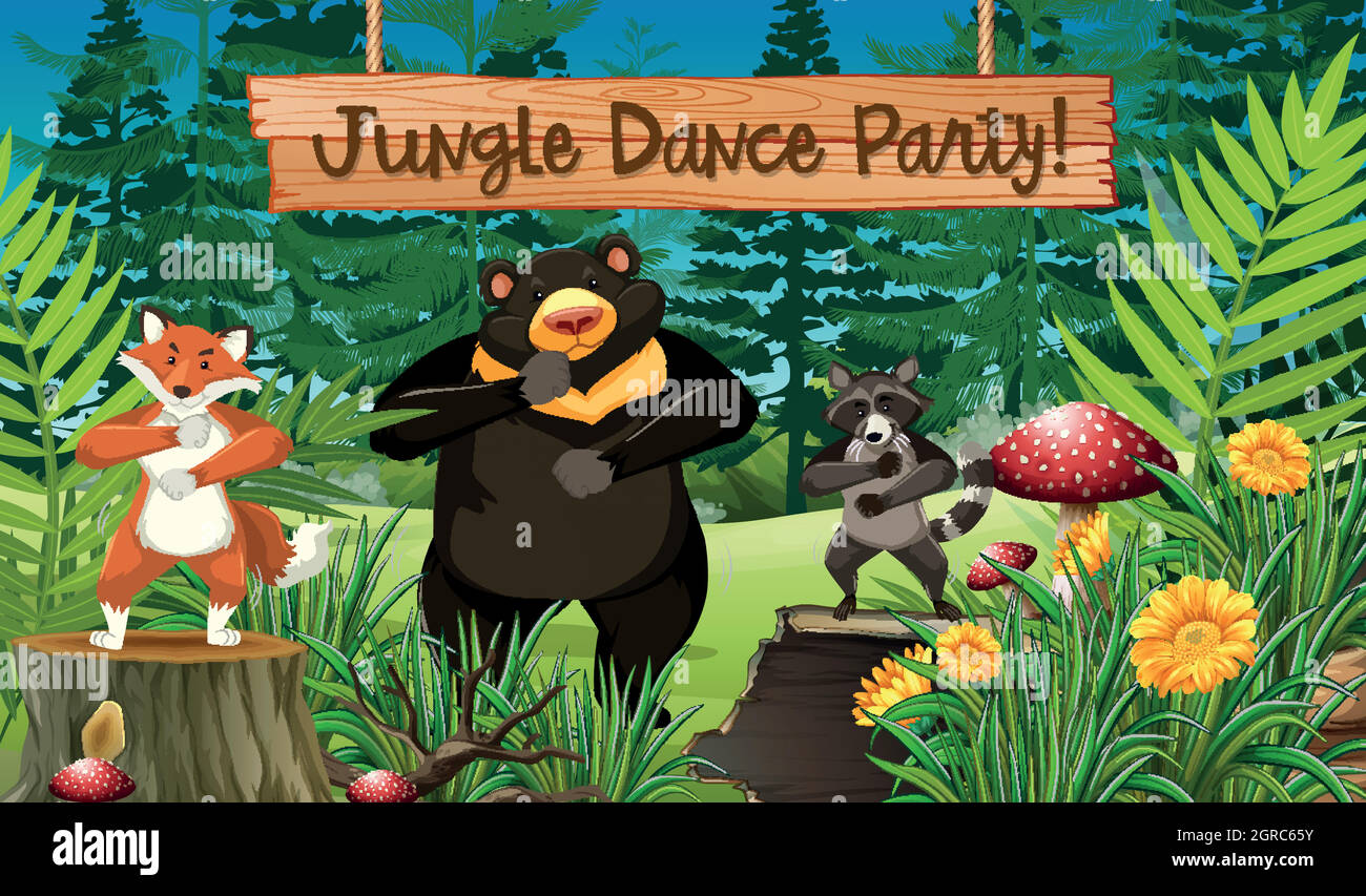 Animals and jungle dance party Stock Vector Image & Art - Alamy