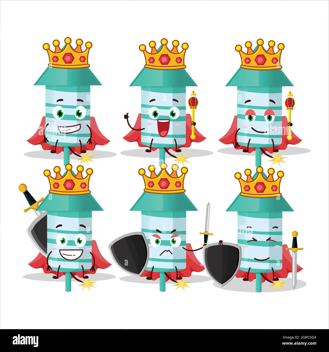 A Charismatic King rocket firework green cartoon character wearing a ...