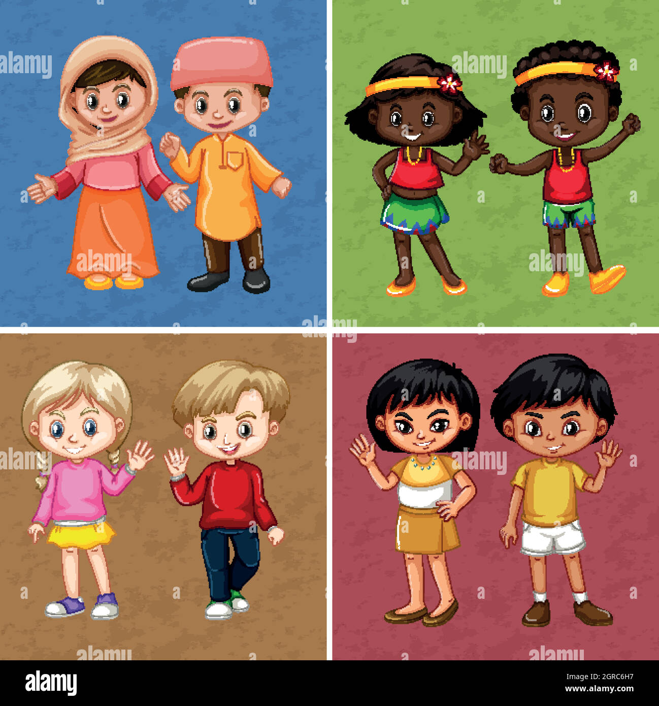 Children on four different color background Stock Vector Image & Art ...