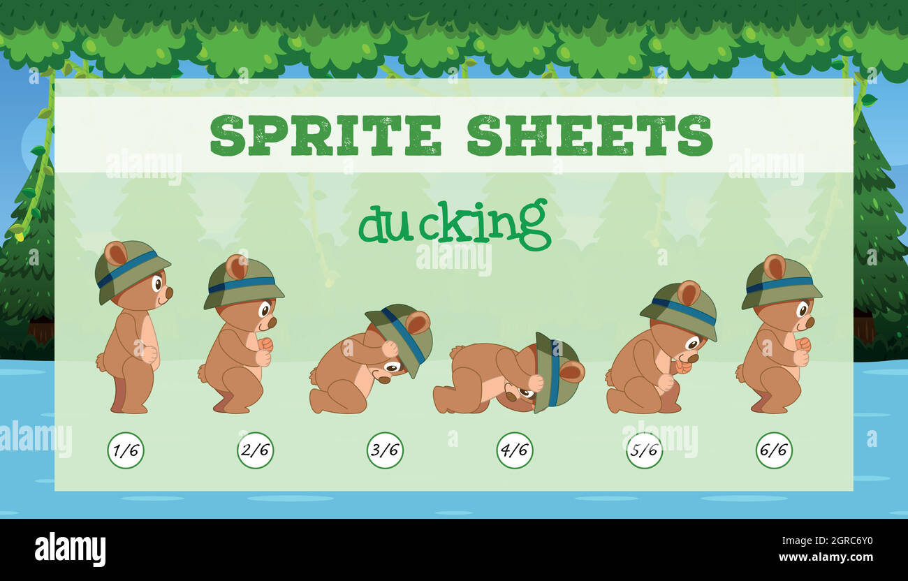 Bear sprite sheets ducking Stock Vector Image & Art - Alamy