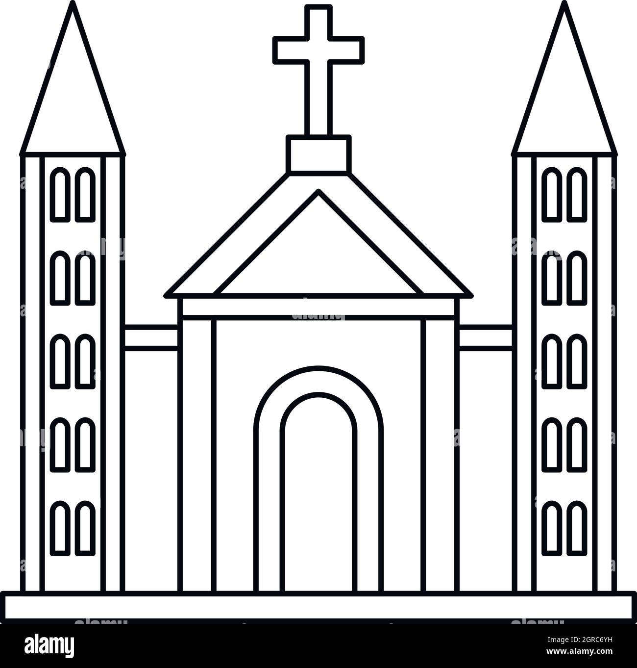 Catholic church building icon, outline style Stock Vector Image & Art ...