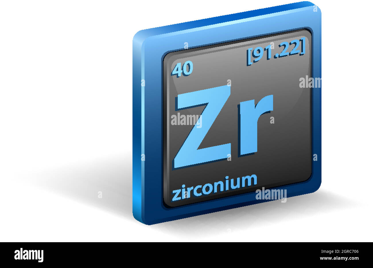 Zirconium chemical element. Chemical symbol with atomic number and ...