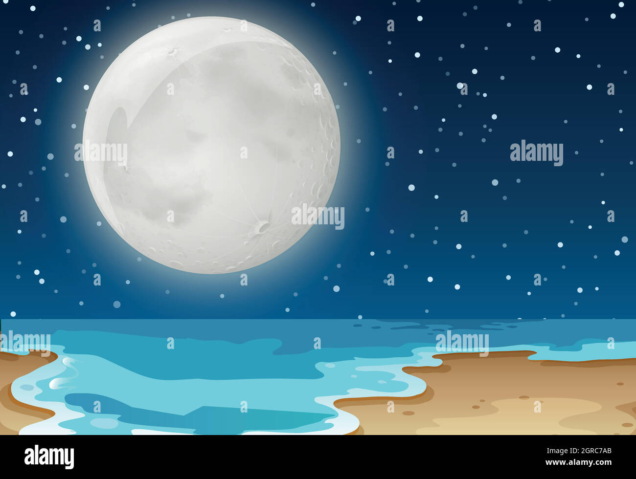 A night beach scene Stock Vector Image & Art - Alamy
