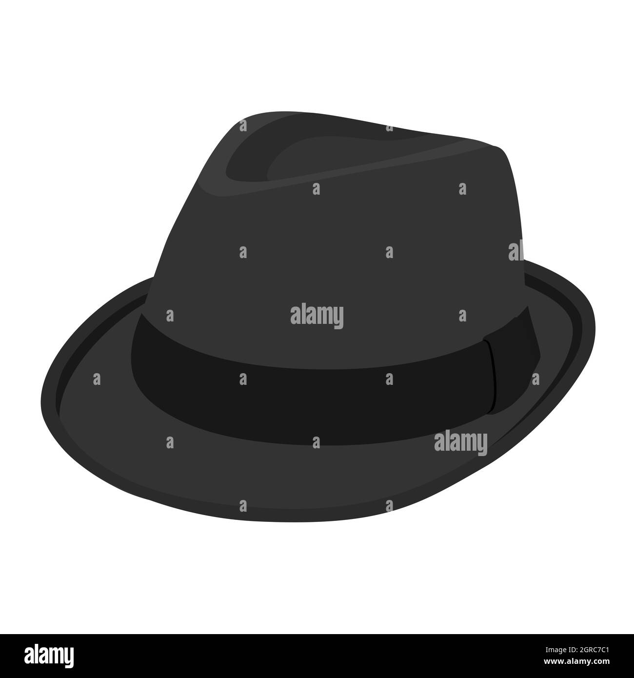 Black vintage fedora noir hat isolated on white background. Isometric ...