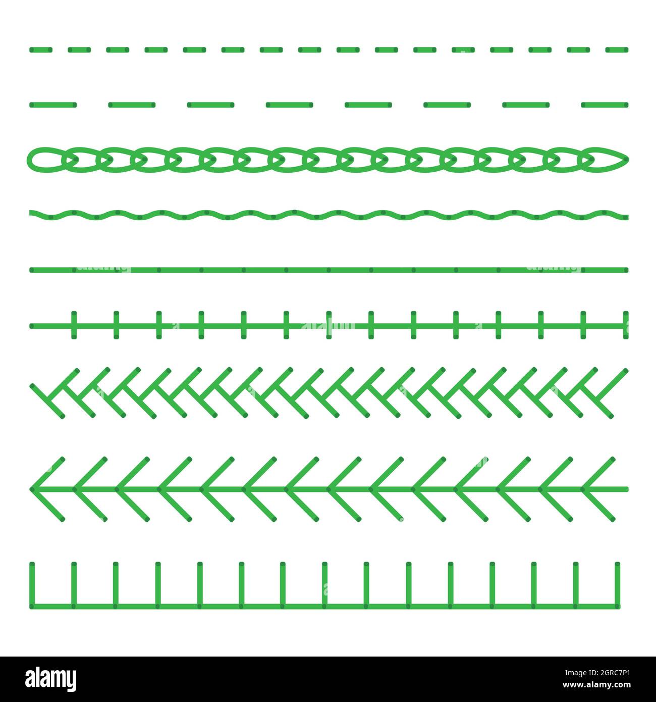 Craft embroidery seams. Cartoon fabric stitching isolated illustrations ...