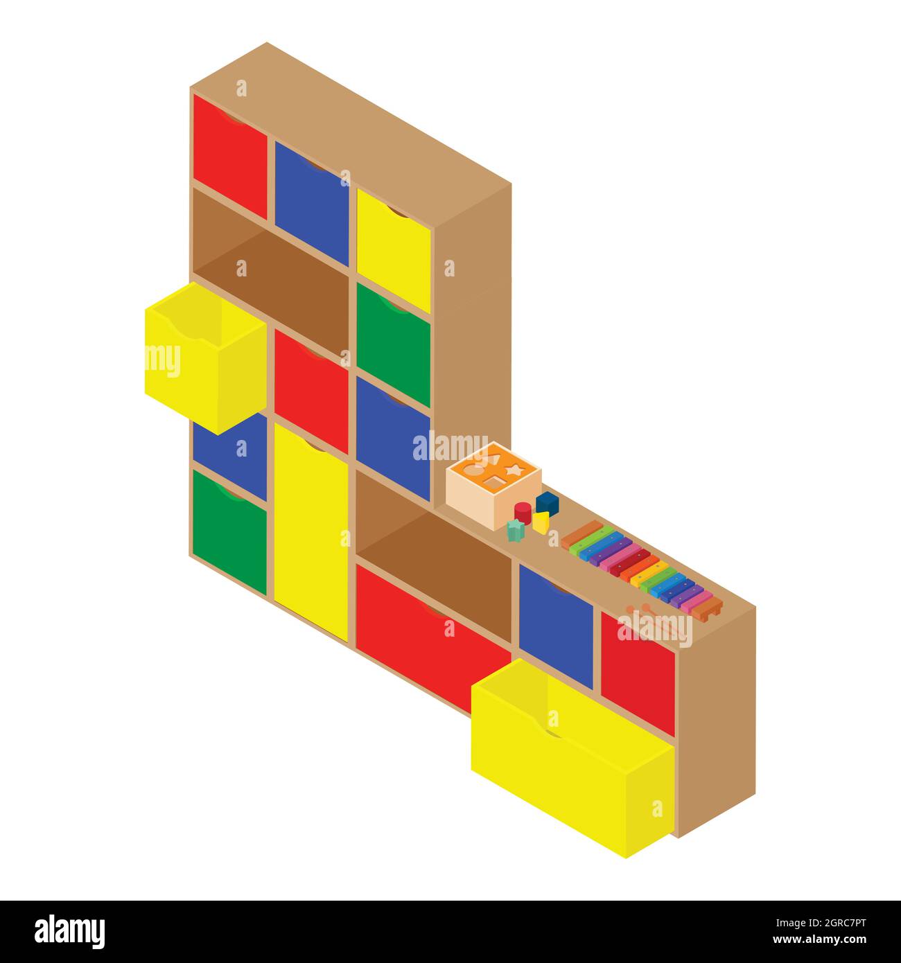 Cube modular storage shelving furniture. Toy organizer isolated on ...