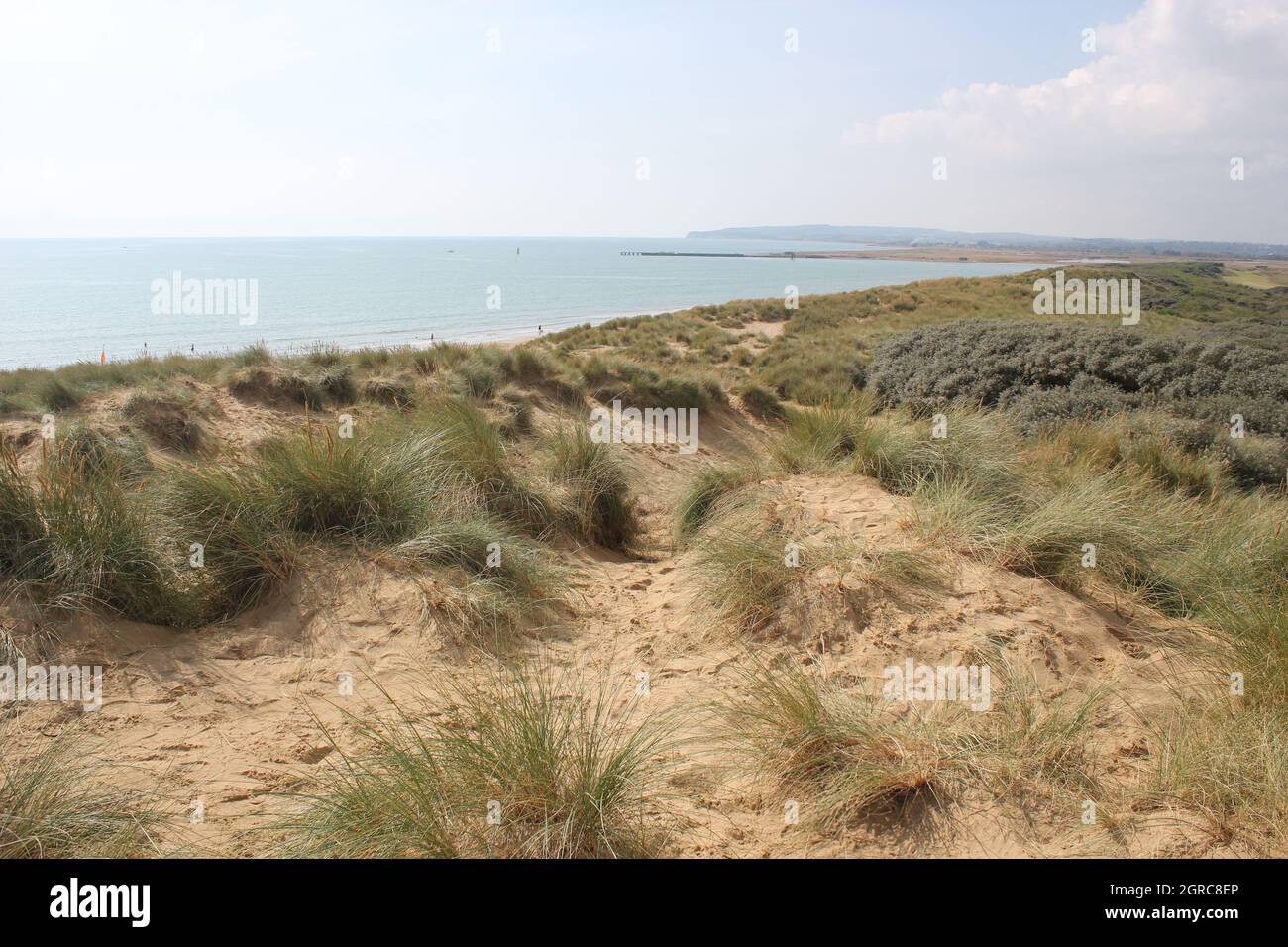 Camber sands East Sussex UK - view of Camber Sand dunes with sky and ...