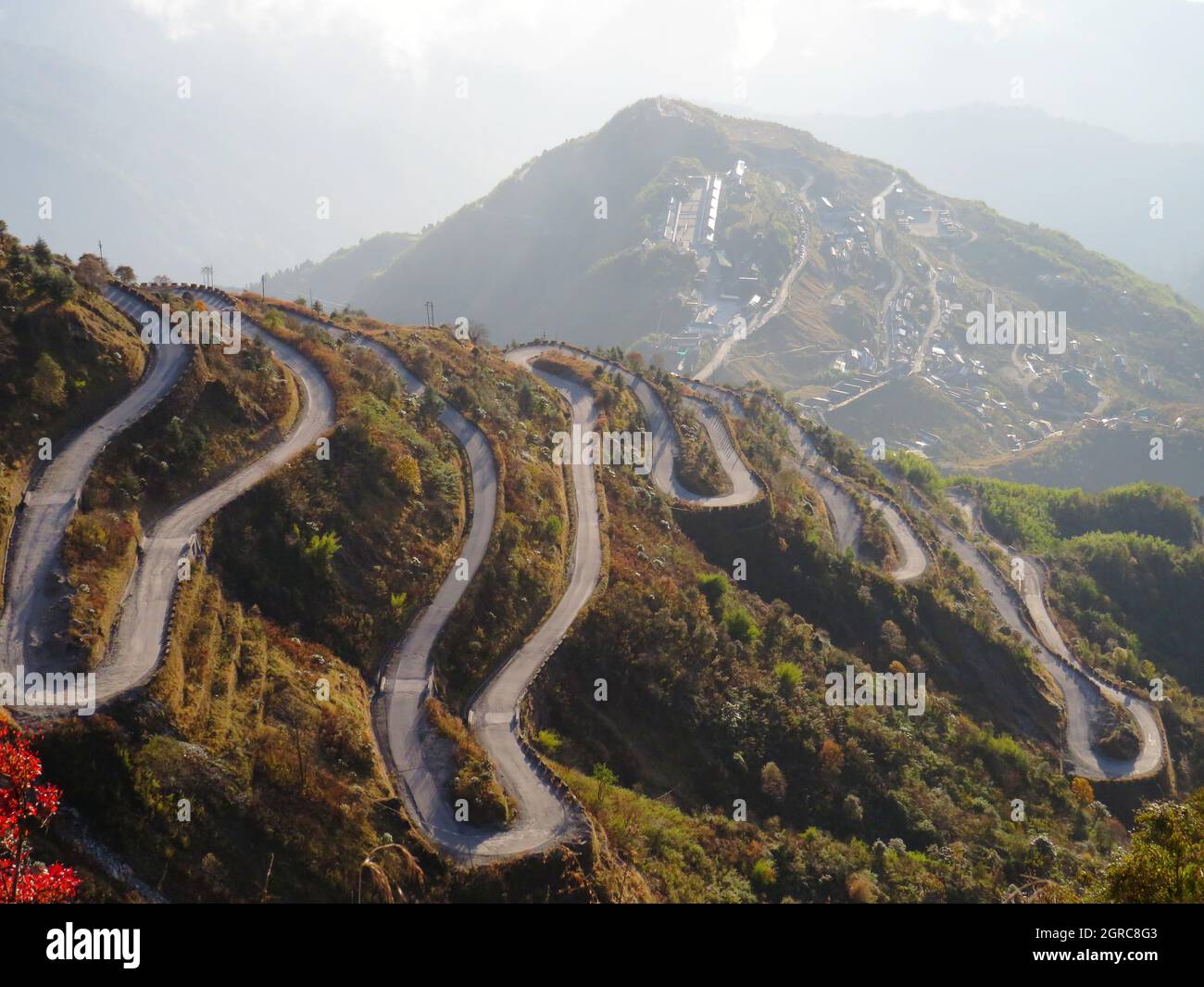 Aerial view winding road india hi-res stock photography and images - Alamy