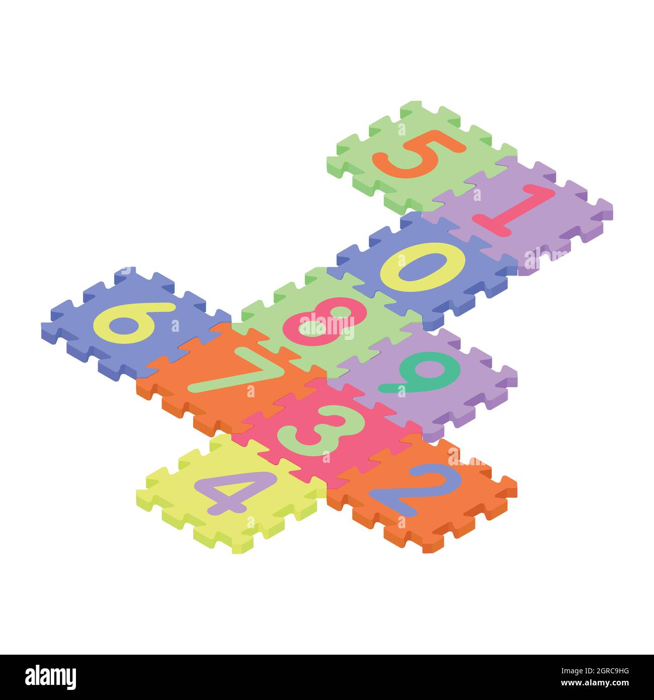 Colorful kids baby floor foam mat puzzle with numbers isometric view ...