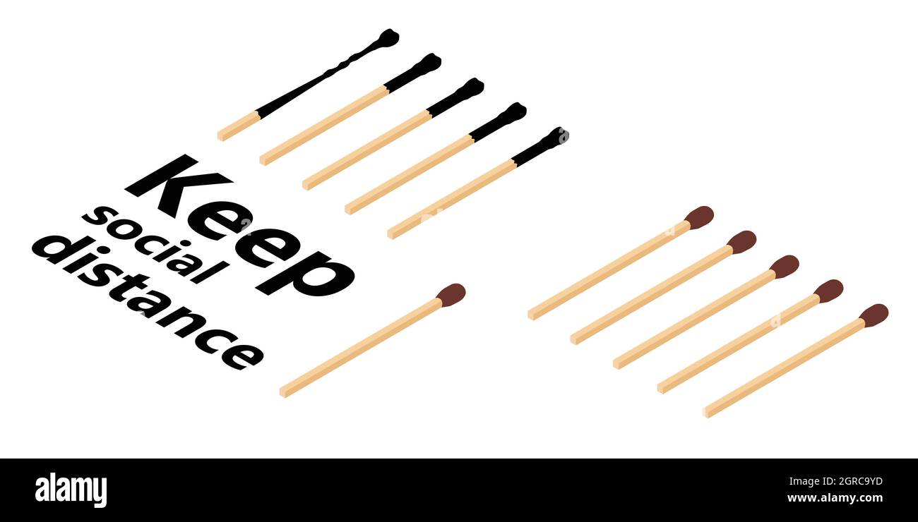 Social Distancing concept using burnt out match sticks as a metaphor ...