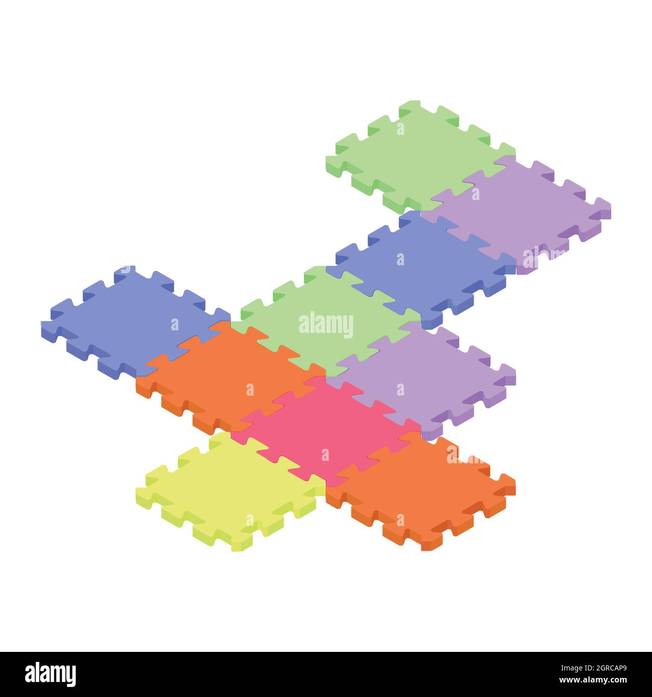 Colorful blank kids baby floor foam mat puzzle isometric view. Isolated ...