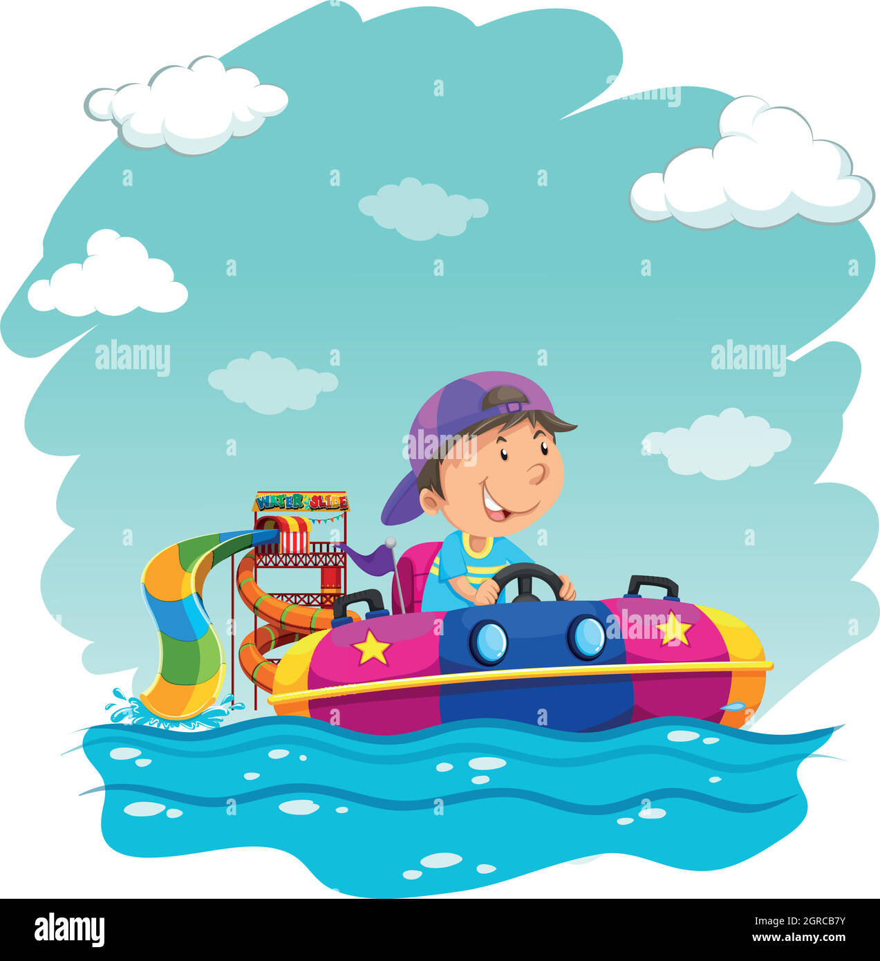 Boy riding on rubber boat at park Stock Vector Image & Art - Alamy