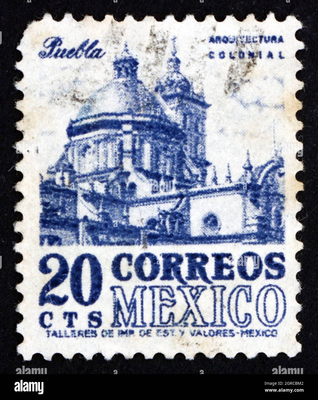 MEXICO - CIRCA 1950: a stamp printed in the Mexico shows Puebla ...
