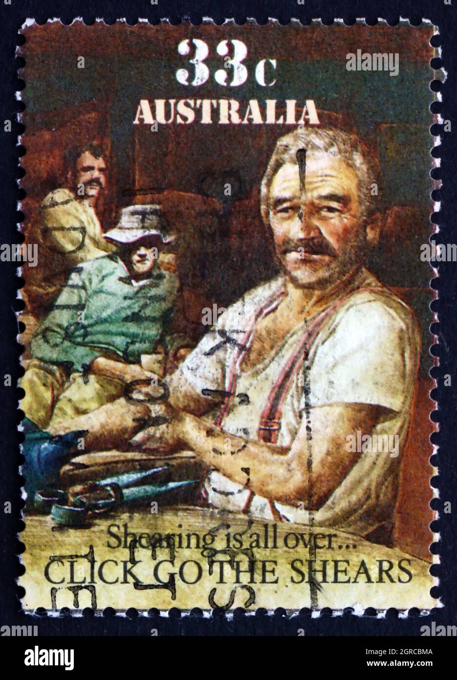 AUSTRALIA - CIRCA 1986: a stamp printed in the Australia shows Shearing ...