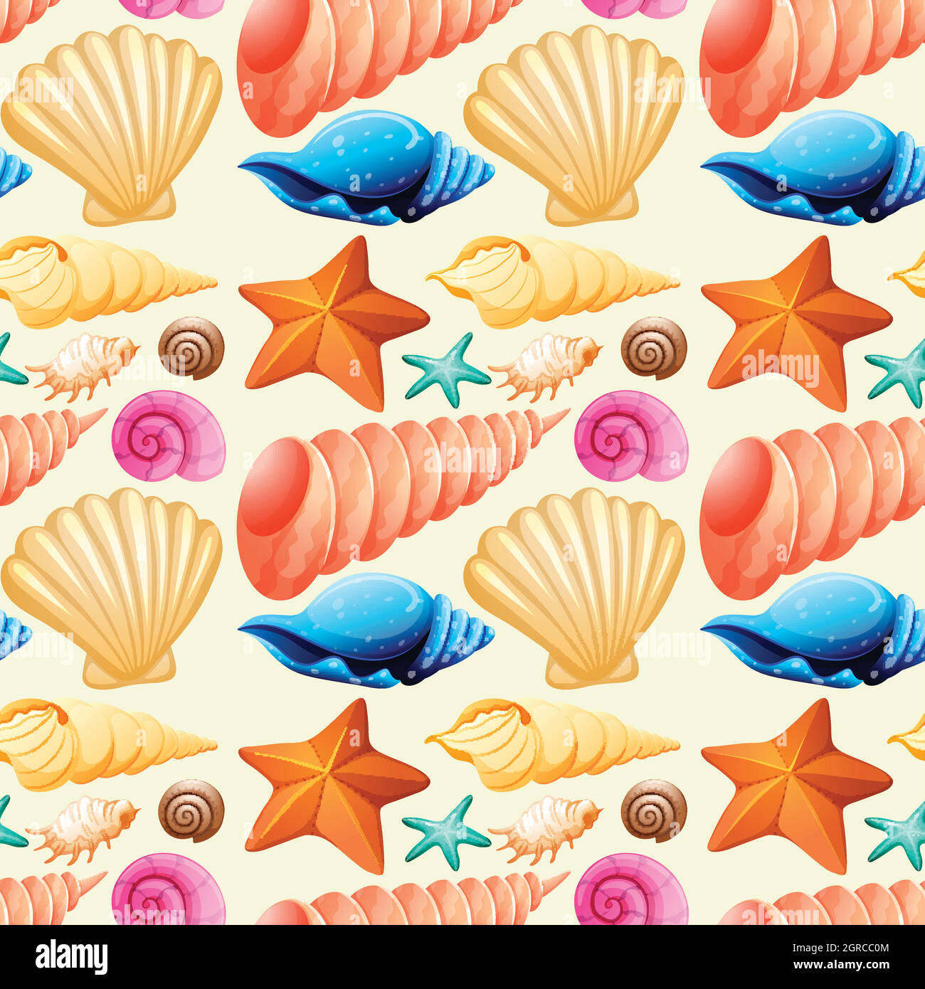 Seamless background with seashells and starfish Stock Vector Image ...