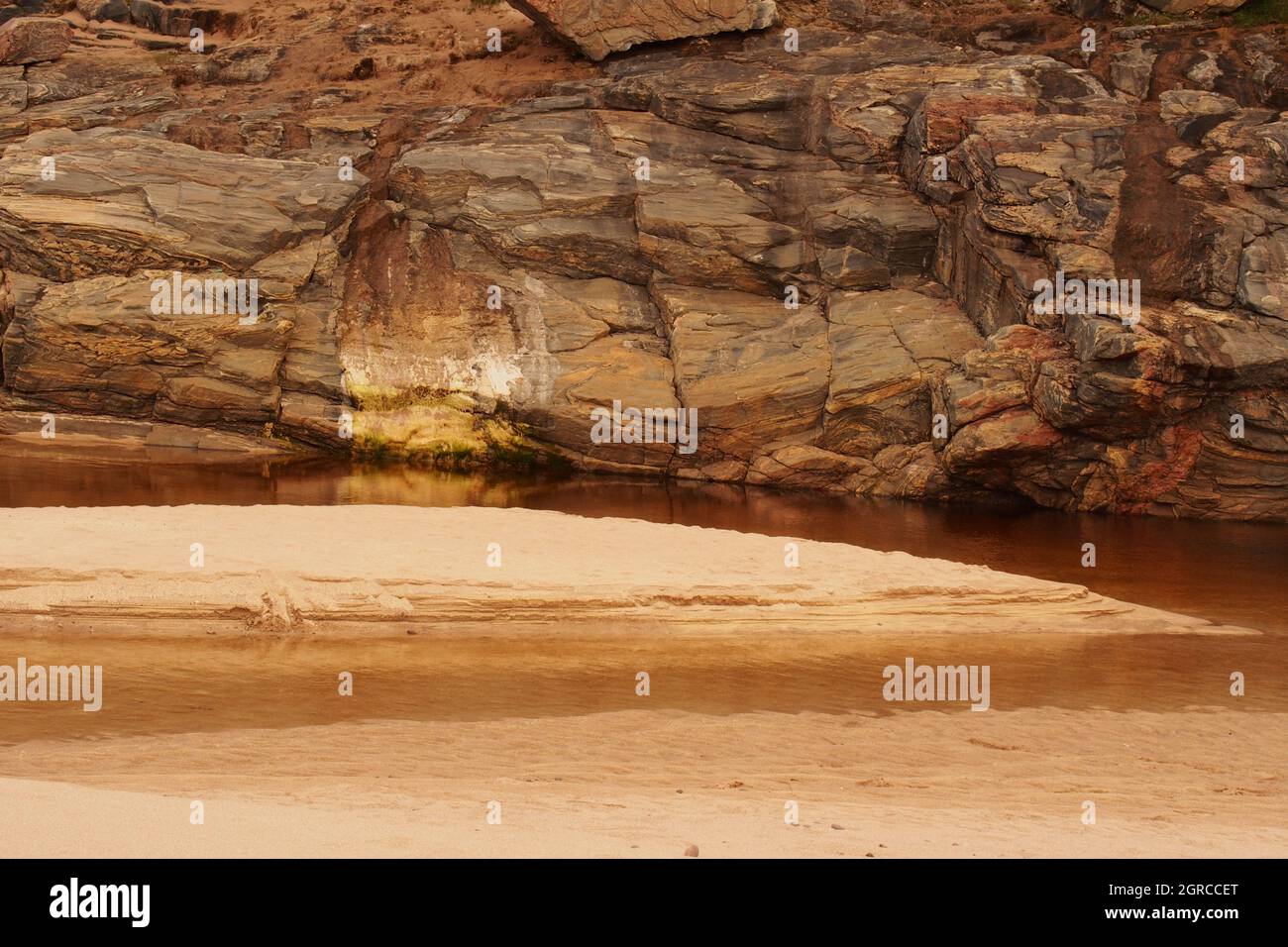 Natural rock and sand structures at Sandwood bay, Sutherland, Scotland ...
