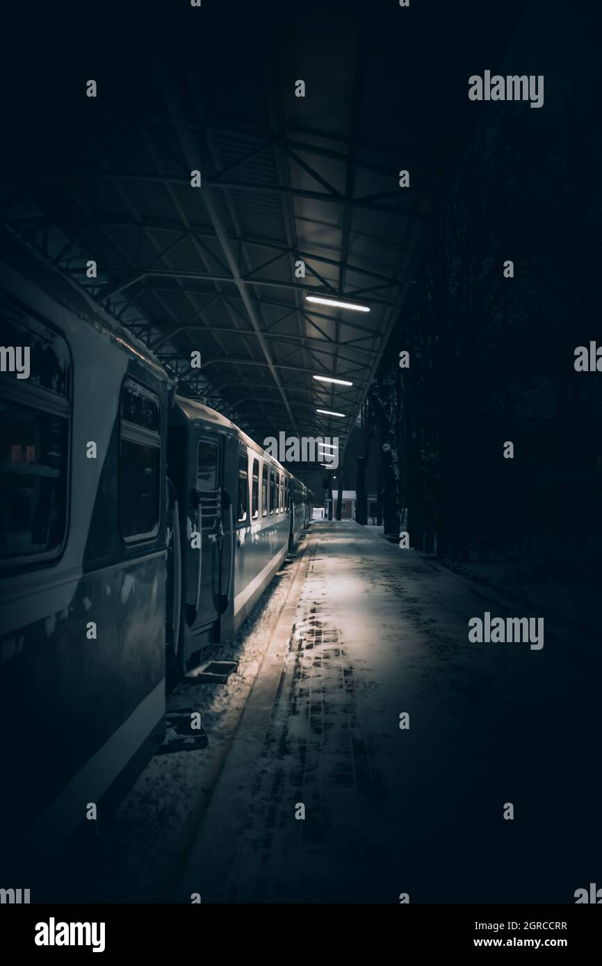 Railroad yard at dark night hi-res stock photography and images - Alamy