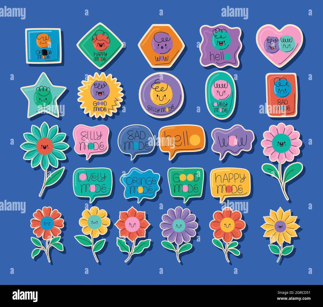 group of cute stickers Stock Vector Image & Art - Alamy