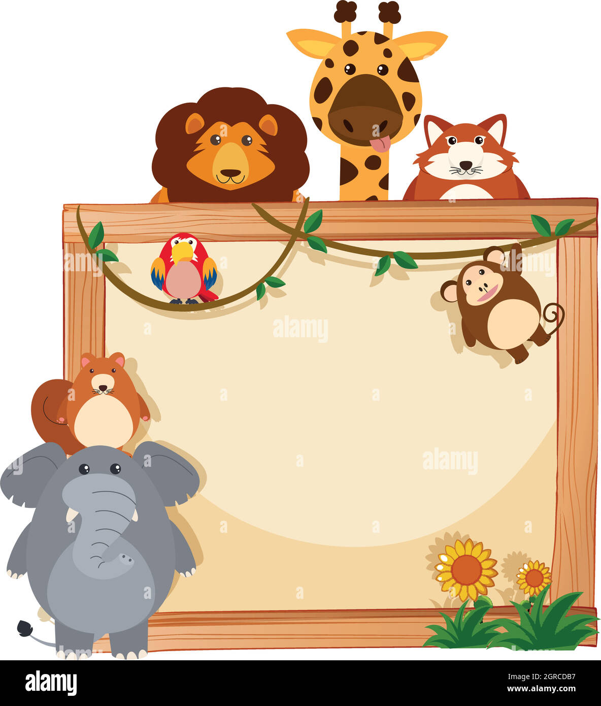 Border template with cute animals Stock Vector Image & Art - Alamy