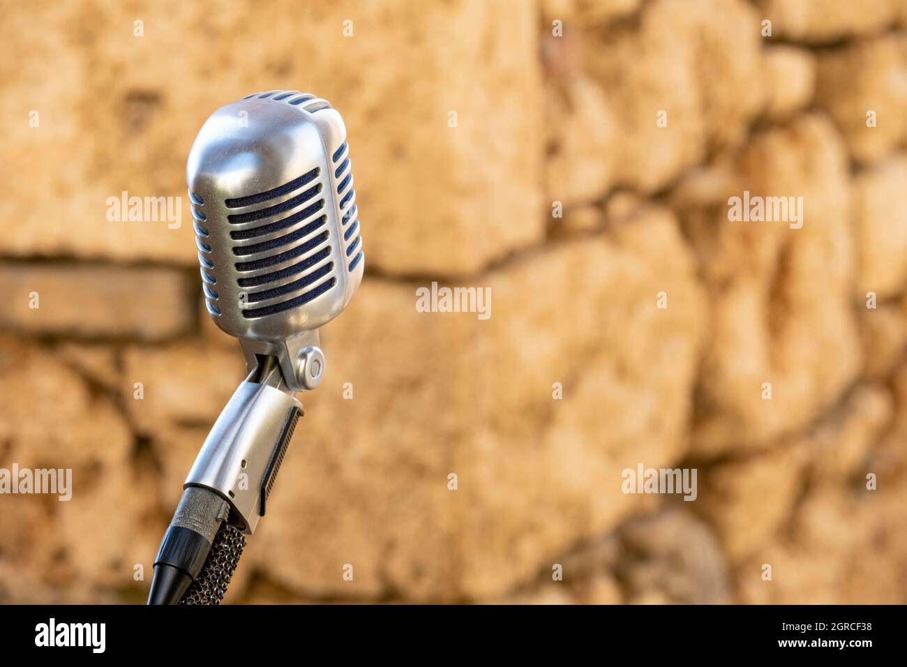 Vintage Microphone on stand Stock Photo - Alamy