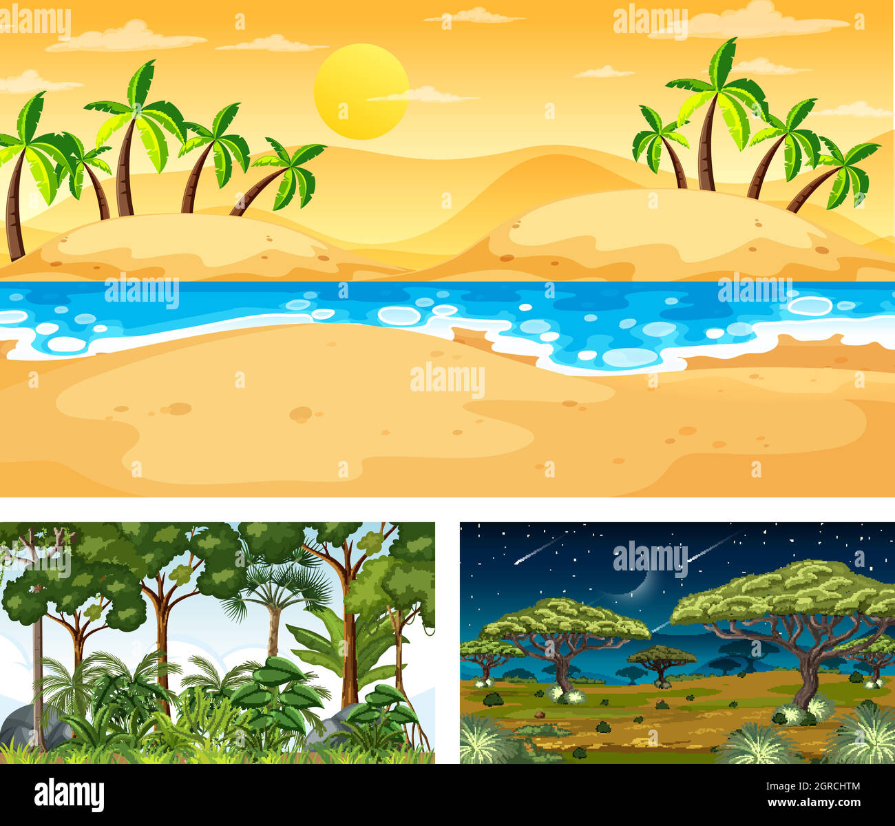 Set different nature landscape Stock Vector Images - Alamy