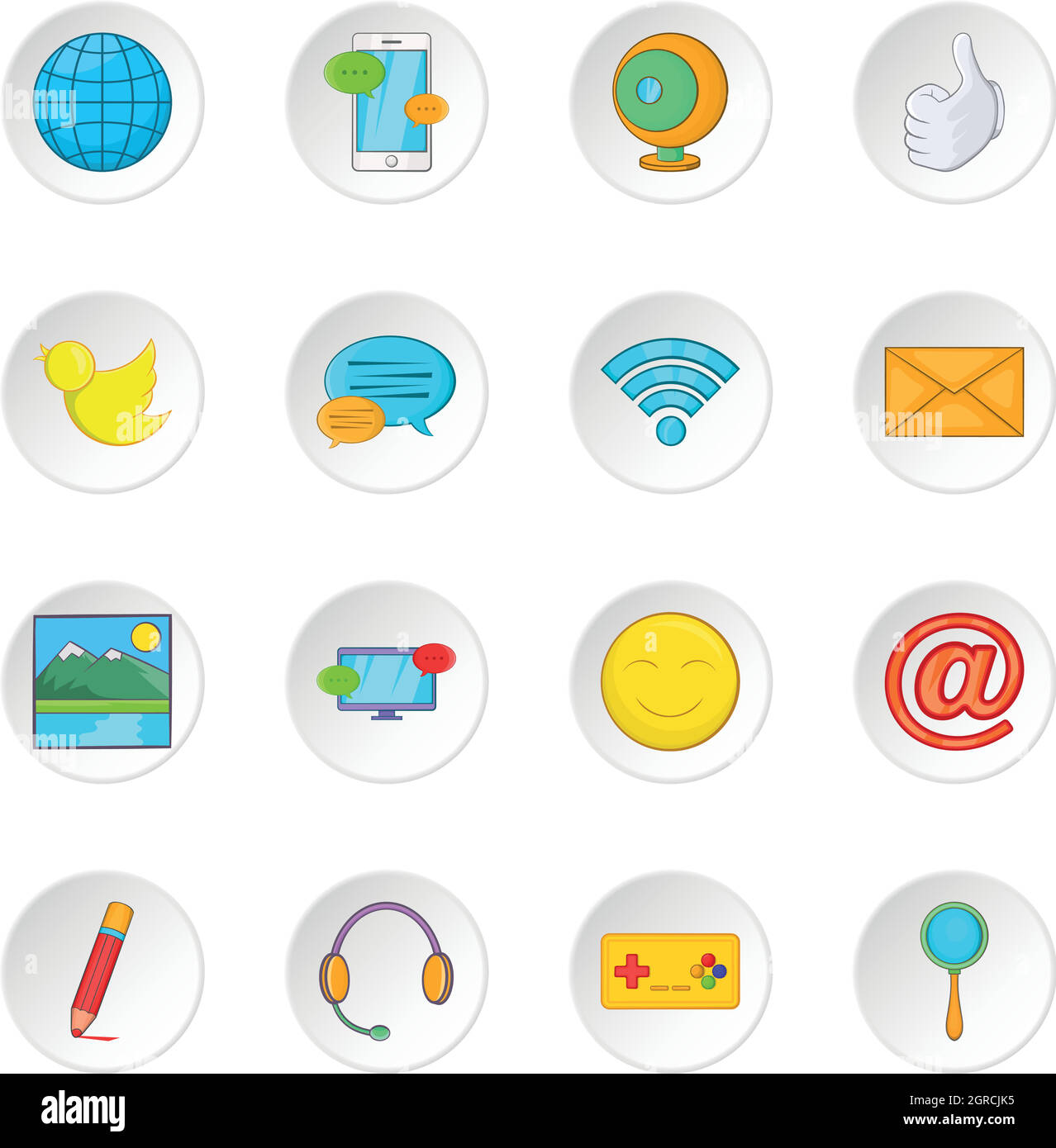 Social media network icons set, cartoon style Stock Vector Image & Art ...