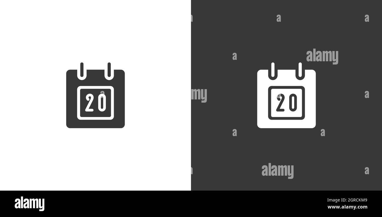 Calendar. Diary date. Isolated icon on black and white background ...