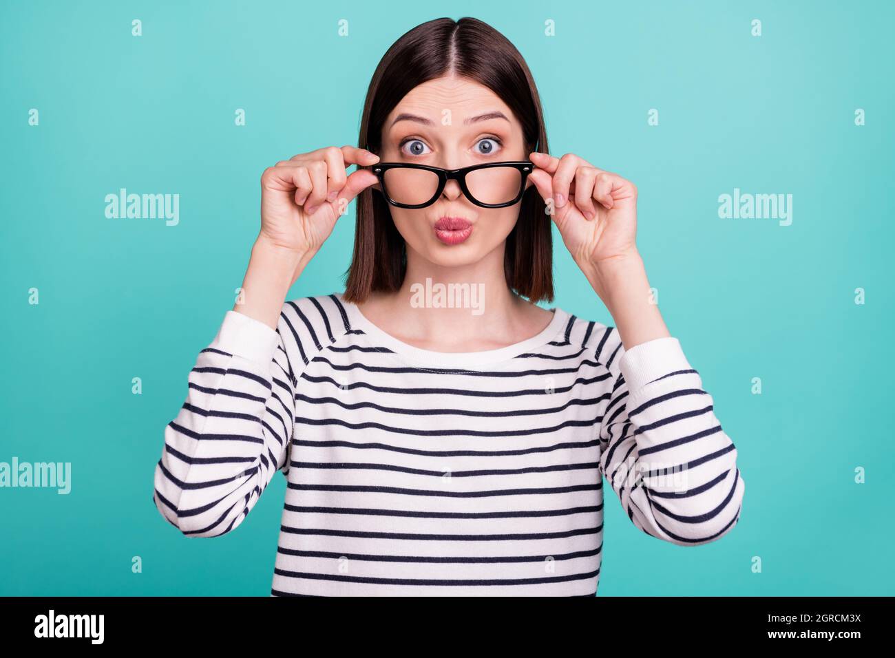 Photo of excited amazed shocked lady look camera omg sale reaction wear ...