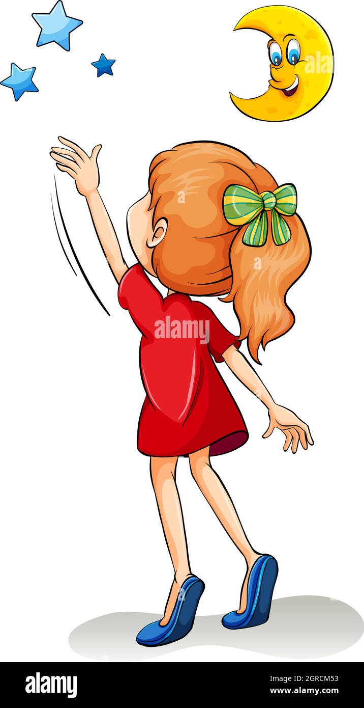 A girl reaching the stars Stock Vector Image & Art - Alamy