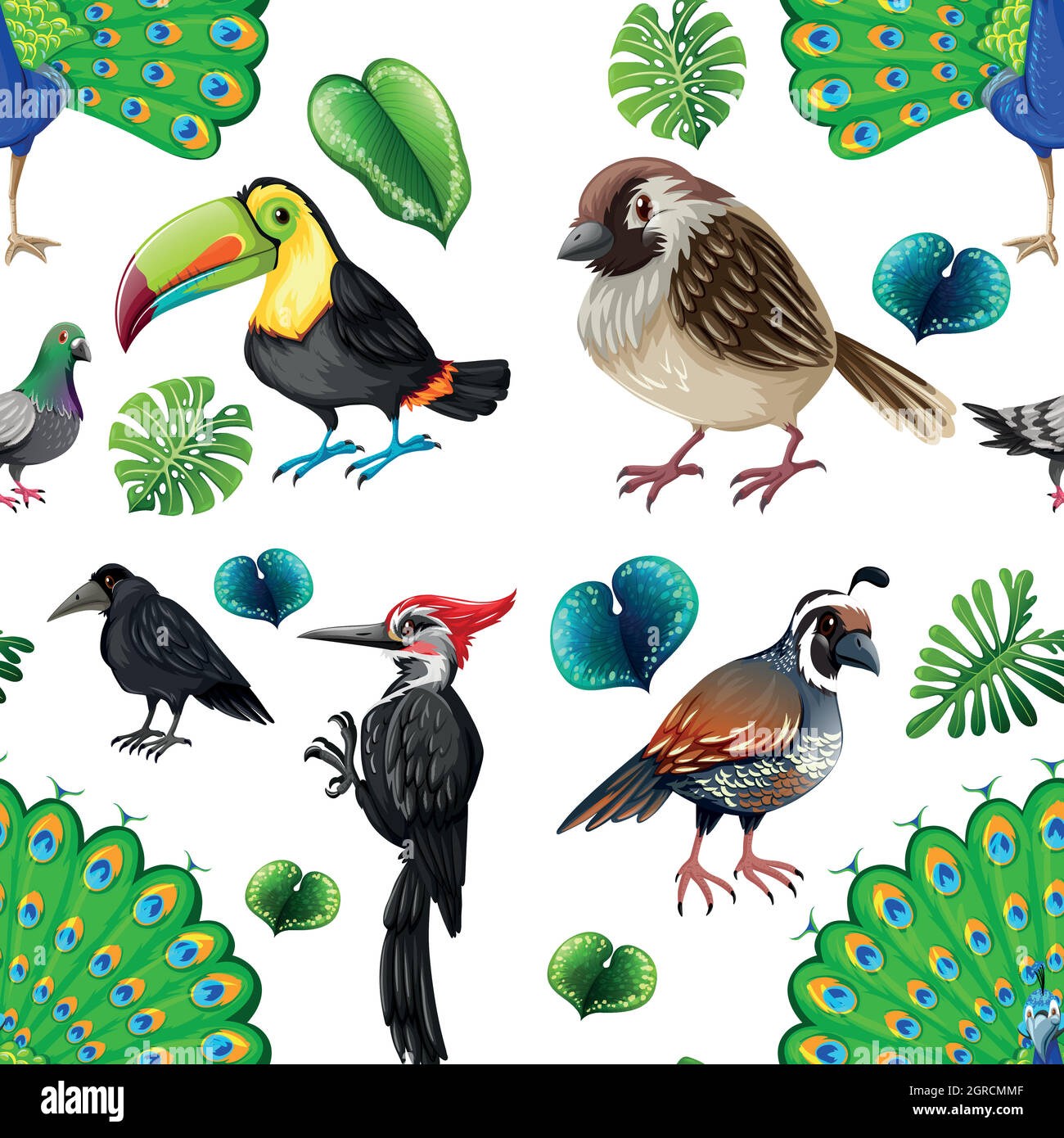 Seamless background with many wild birds Stock Vector Image & Art - Alamy