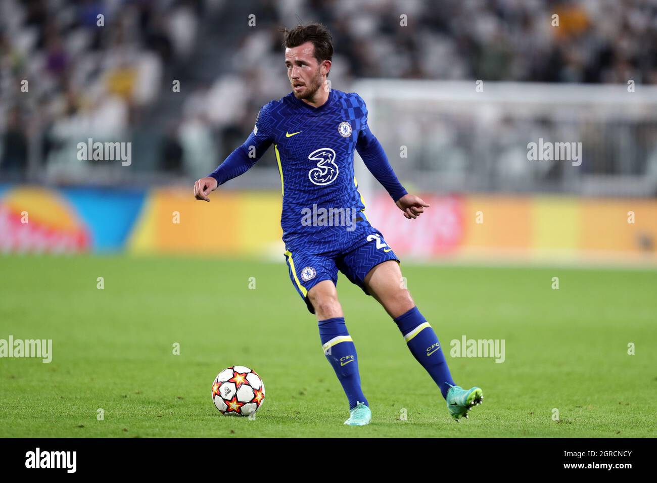 Ben Chilwell of Chelsea Fc controls the ball during the Uefa Champions League Group H match ...