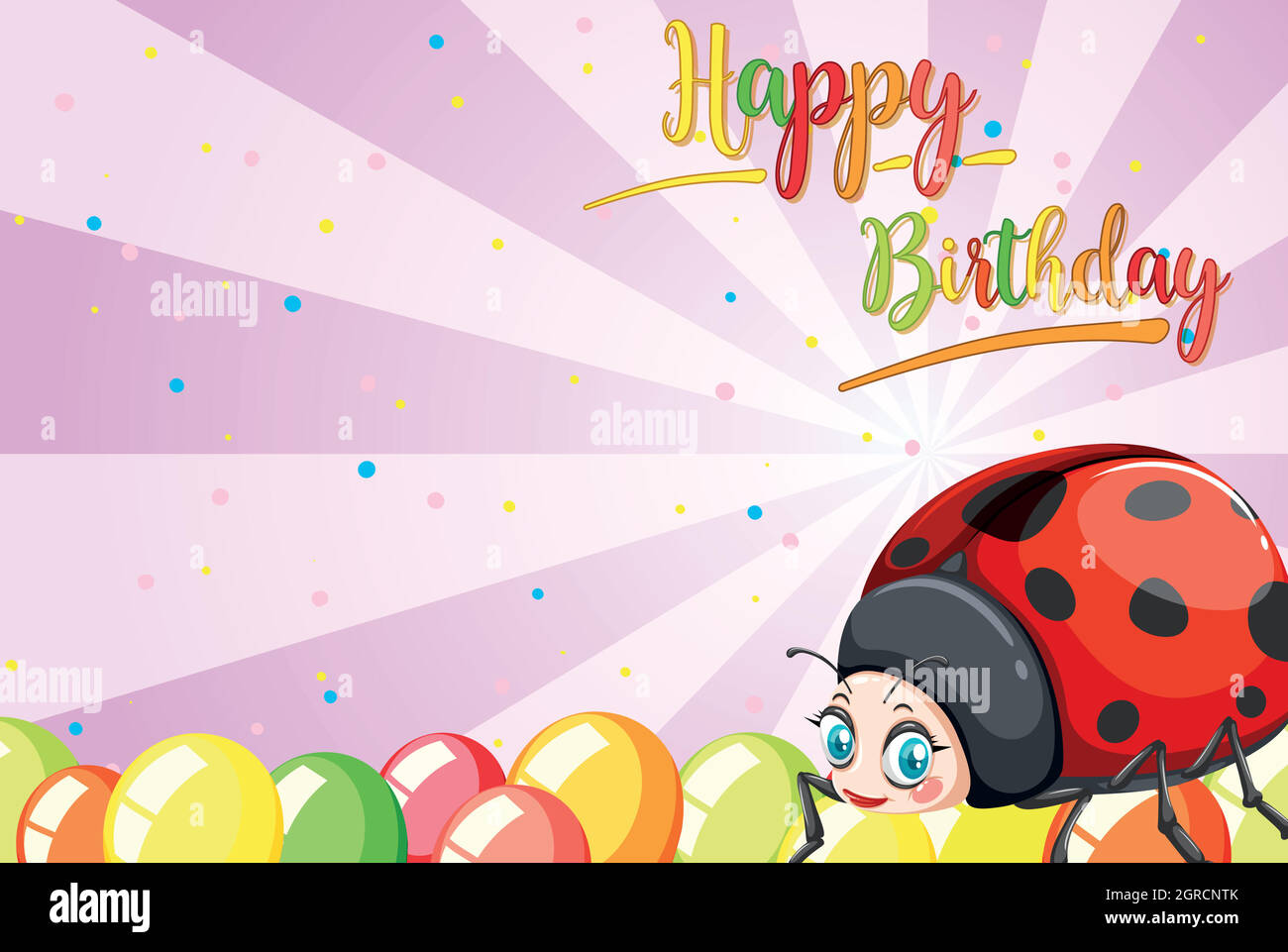 Ladybug on birthday template Stock Vector Image & Art - Alamy