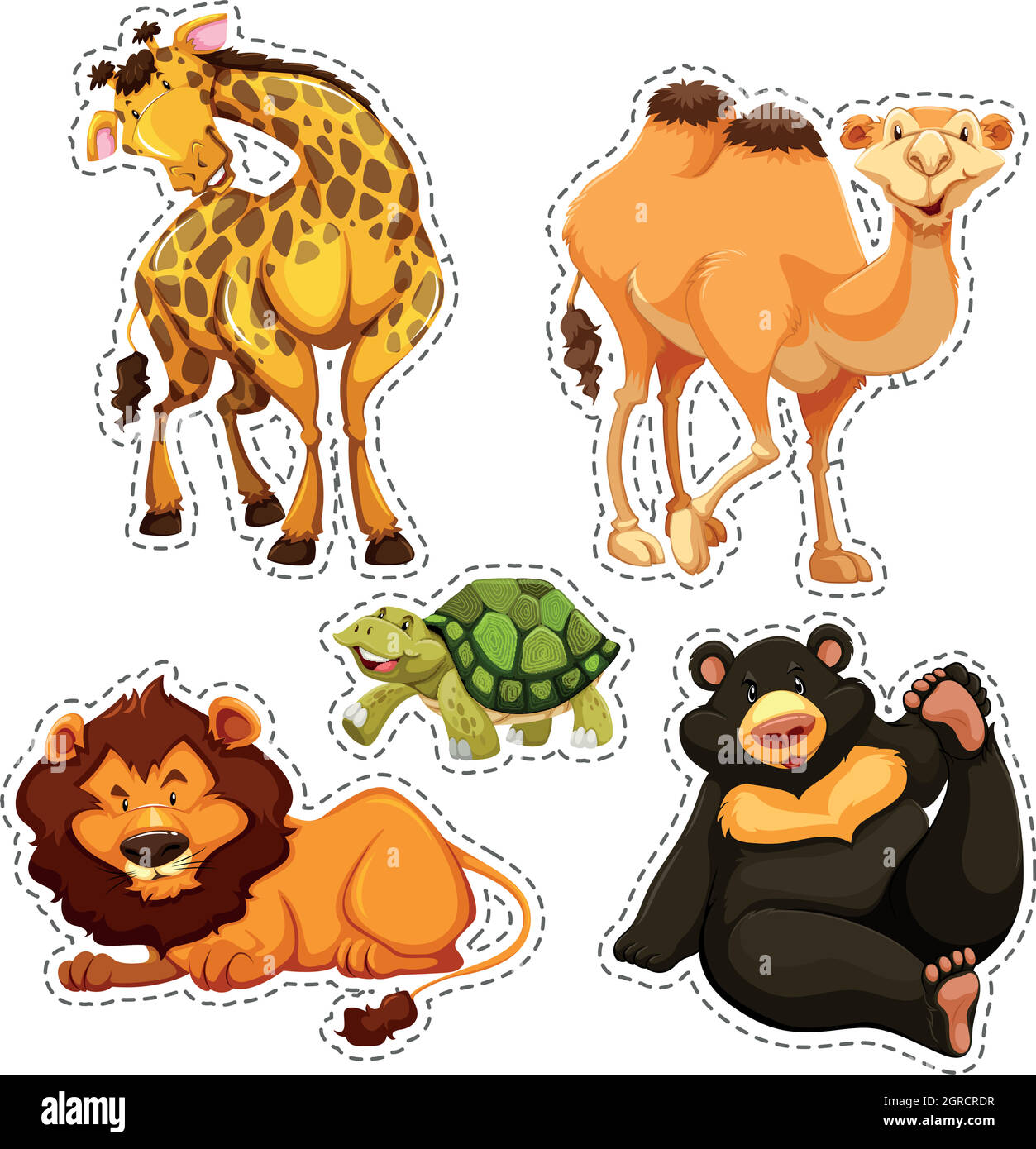 Sticker set with wild animals Stock Vector Image & Art - Alamy