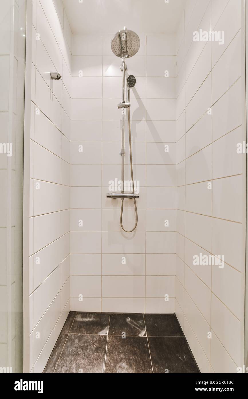 Empty Shower Area In Bathroom At Home Stock Photo - Alamy