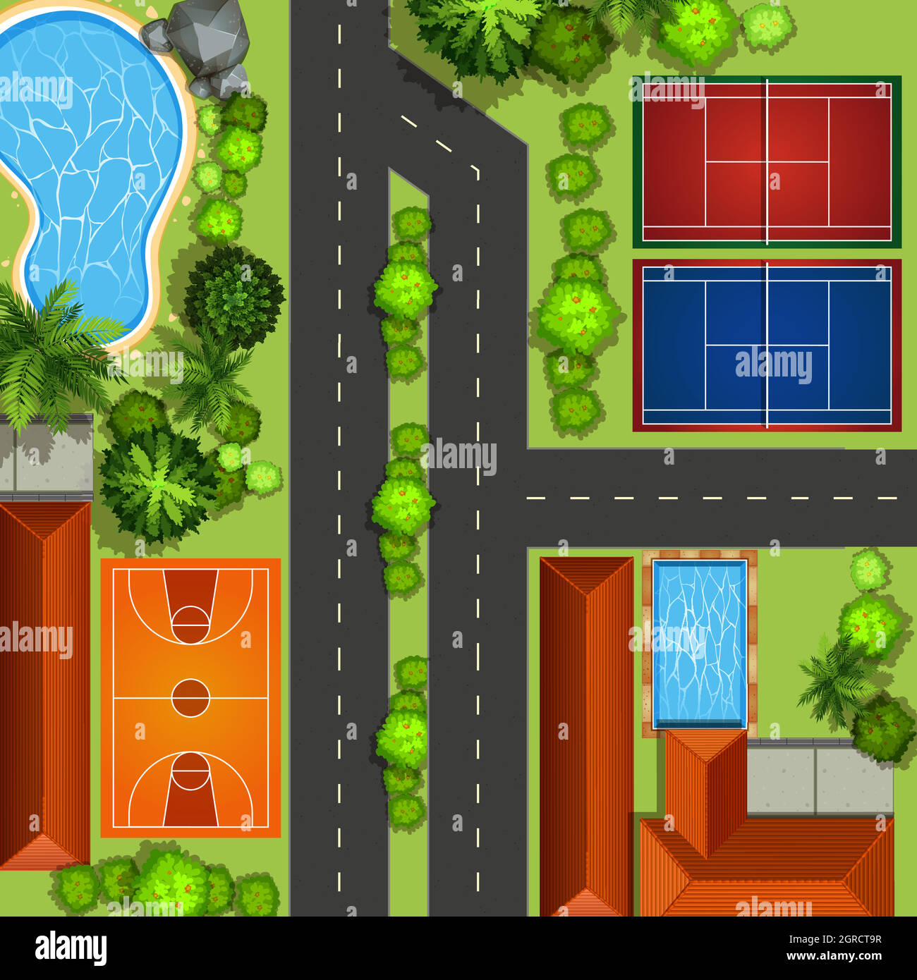 Swimming pool tennis court Stock Vector Images - Alamy