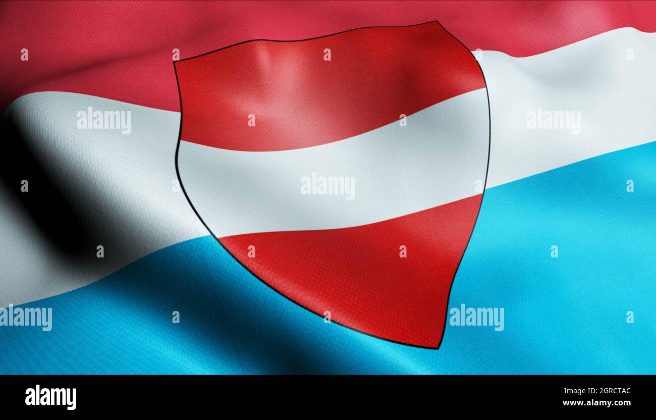 3D Illustration of a waving Luxembourg city flag of Vianden Stock Photo ...